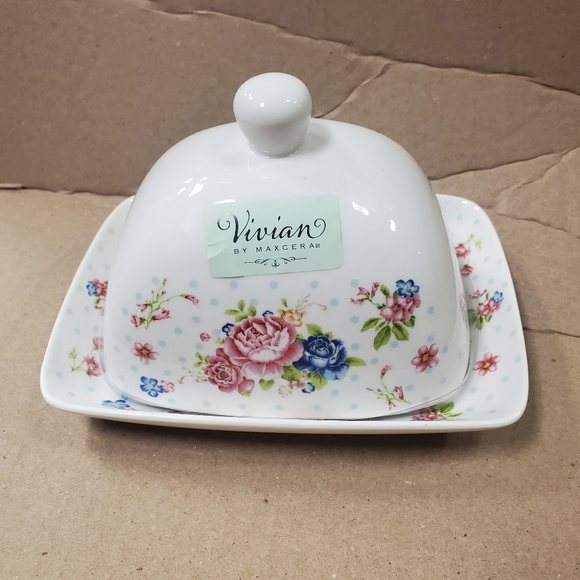 Maxcera | Kitchen | Floral Buttercream Cheese Dish By Maxcera | Poshmark